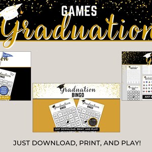 Black Graduation Printable Games - Black Graduation Games - Graduation Party Ideas - College ...