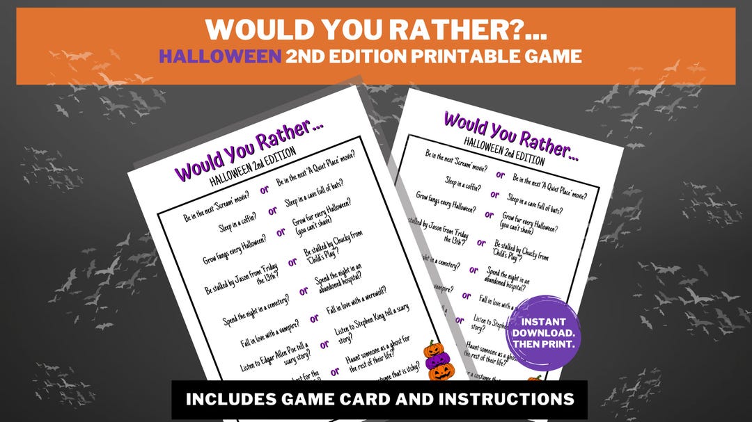 Would You Rather? - Printable Game - Halloween Second Edition - Instant ...