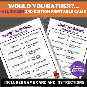Would You Rather? - Printable Game - Halloween Second Edition - Instant ...