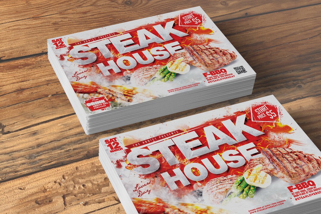 Steak House Flyer Design Food Promotion Flyer Template Photoshop Design ...