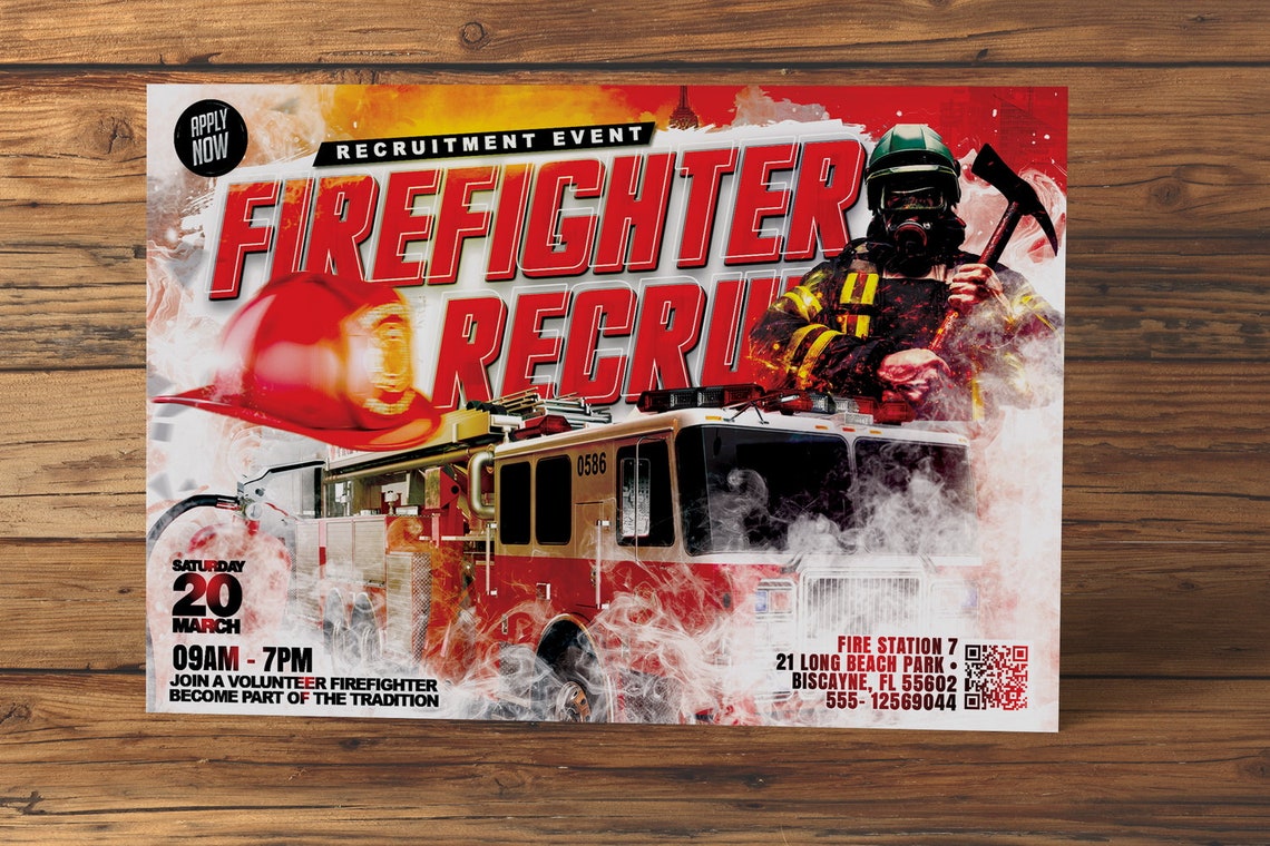 Firefighter Recruitment Flyer Design Flyer Template Photoshop Design ...
