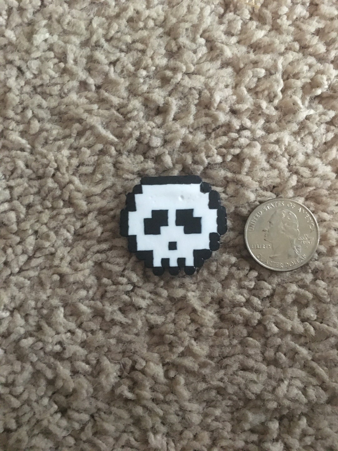 Perler Bead Skull Pin/keychain/ Snap Hook - Etsy
