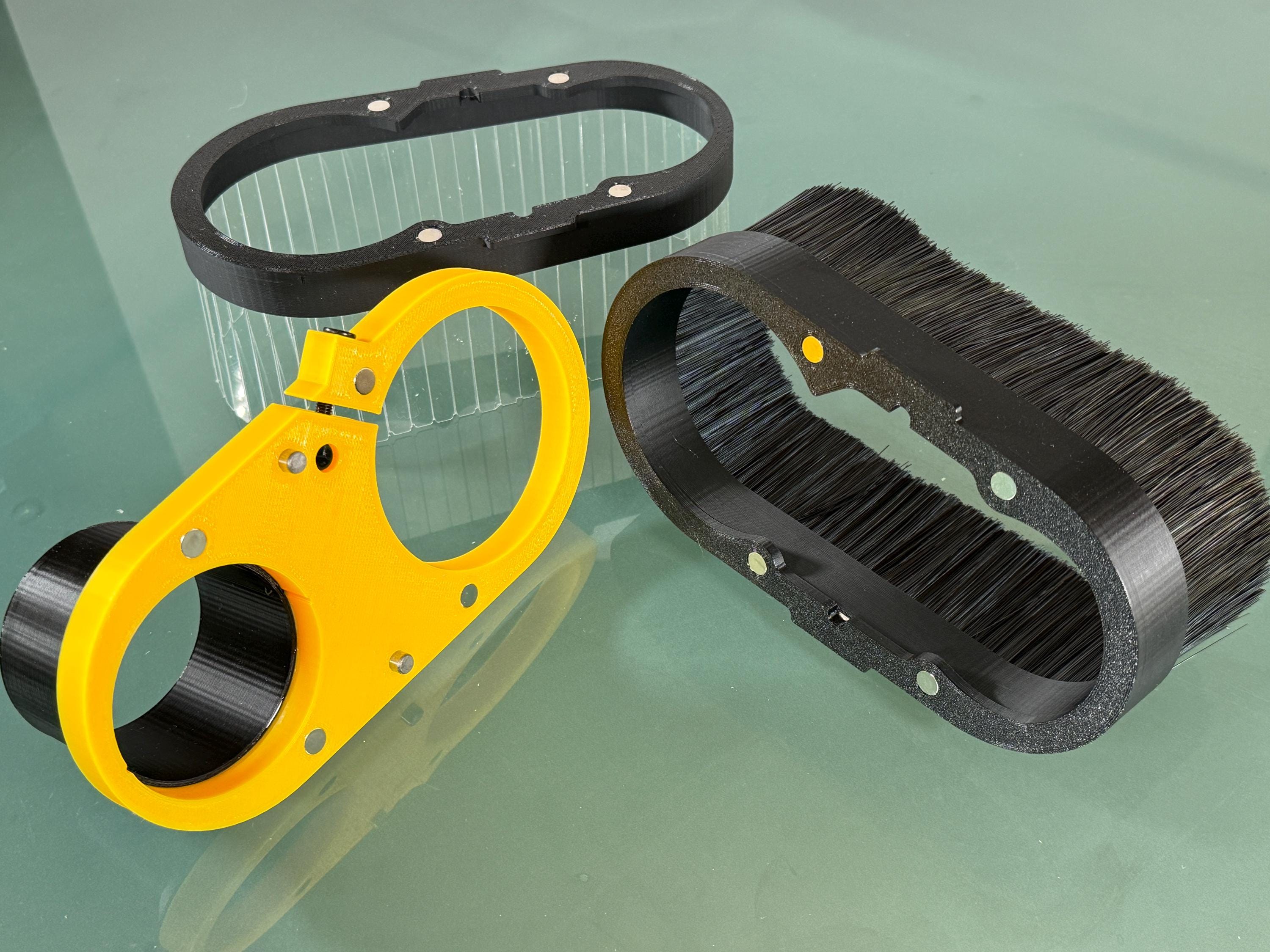 Clear & Brush Dust Shoe SET for CNC Machine - Magnetic Split Base - Etsy