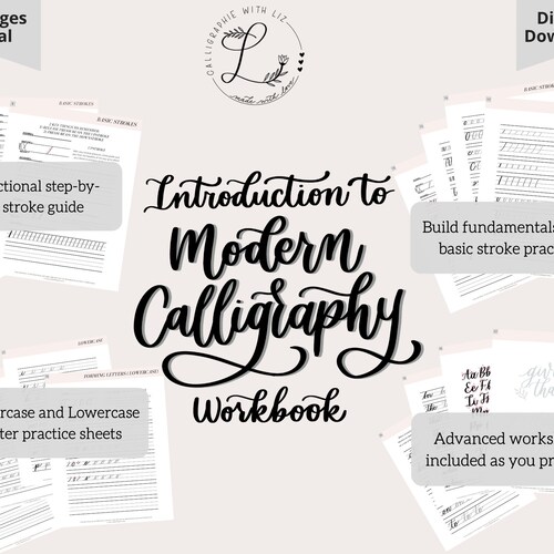 Modern Calligraphy Brush Lettering Workbook Practice Sheets - Etsy