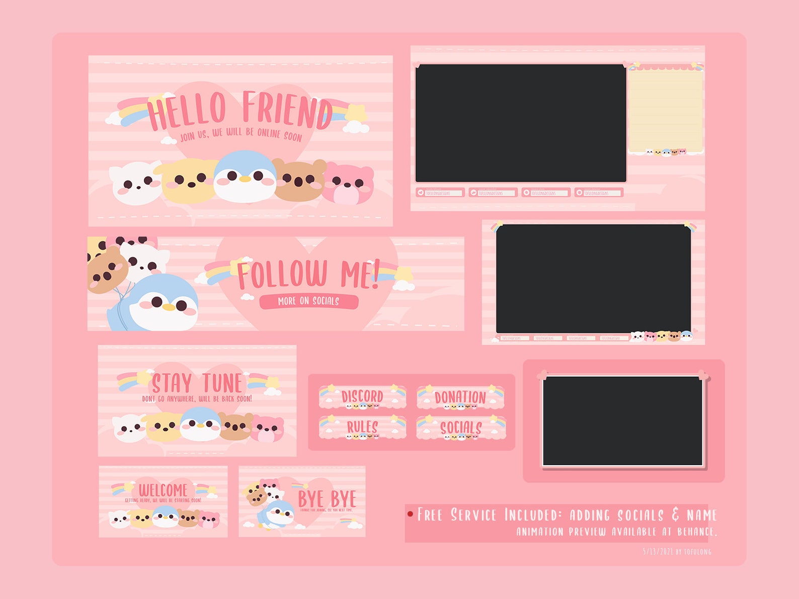 Cute Friends Twitch Overlay Stream Design - 2021 Version - Etsy