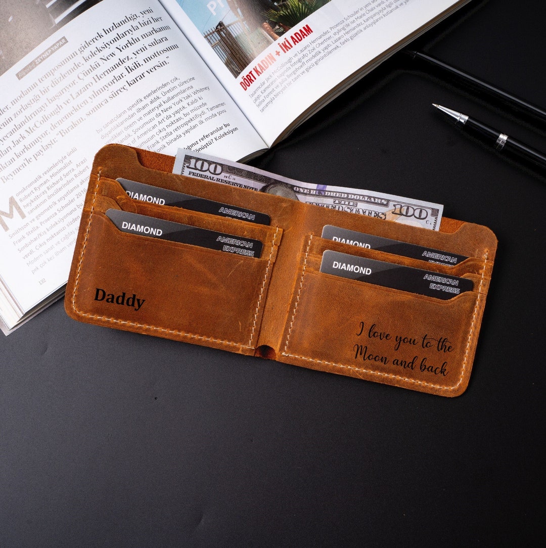 Personalized Leather Bi-fold Custom Tri-fold Wallets: - Etsy