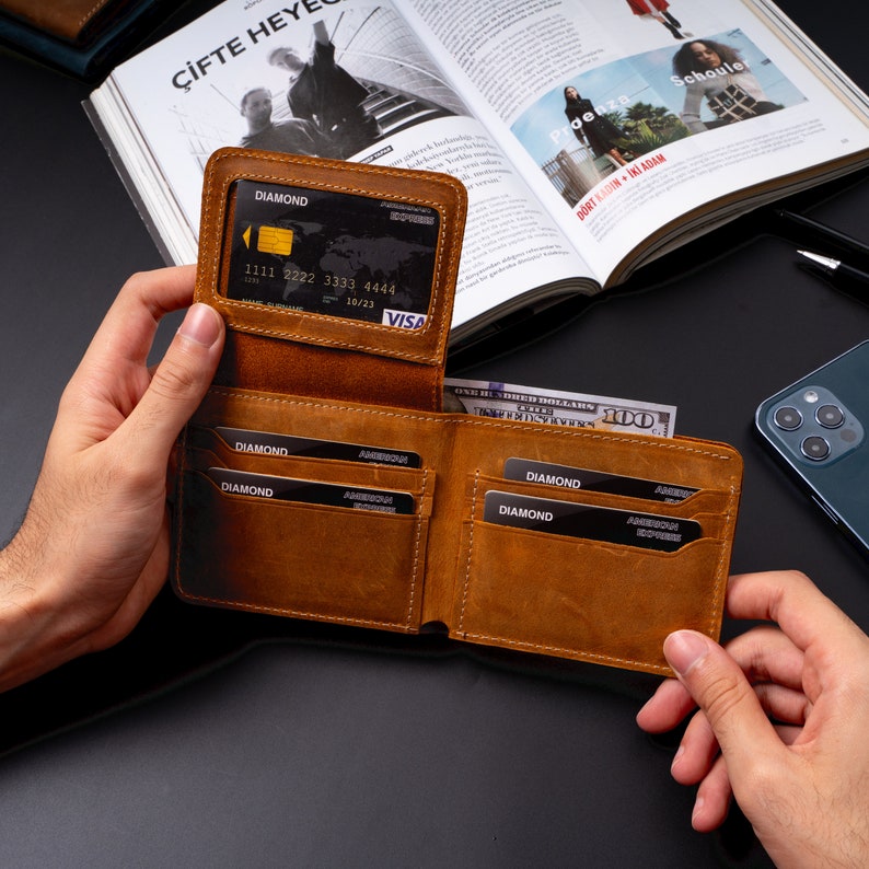 Personalized Leather Bi-fold, Custom Tri-fold Wallets: Handcrafted ...