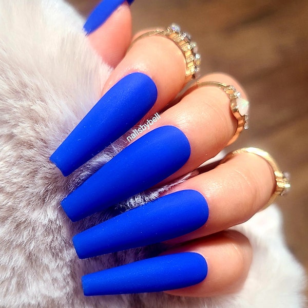 Royal Blue Acrylic Nails - Etsy