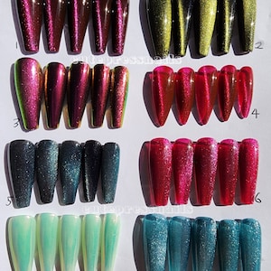 Cat Eye Press on Nails | Chrome Nails | Cat Eye Polish | Press on Nails | Valentine’s Day | Long ...