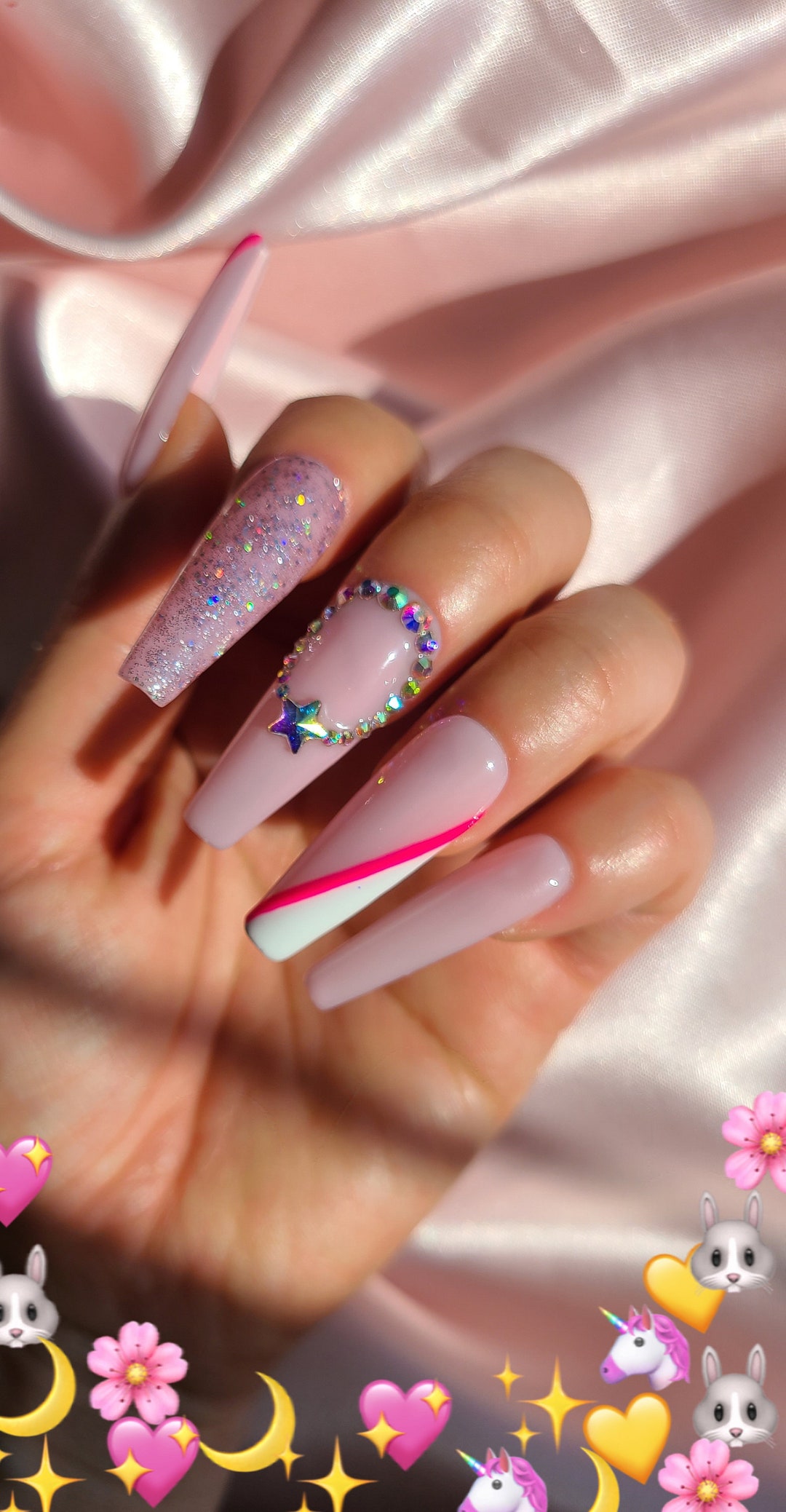 Text Me Laterㅣstar Pink Mood Press on Nails | Gel Acrylic Nails ...