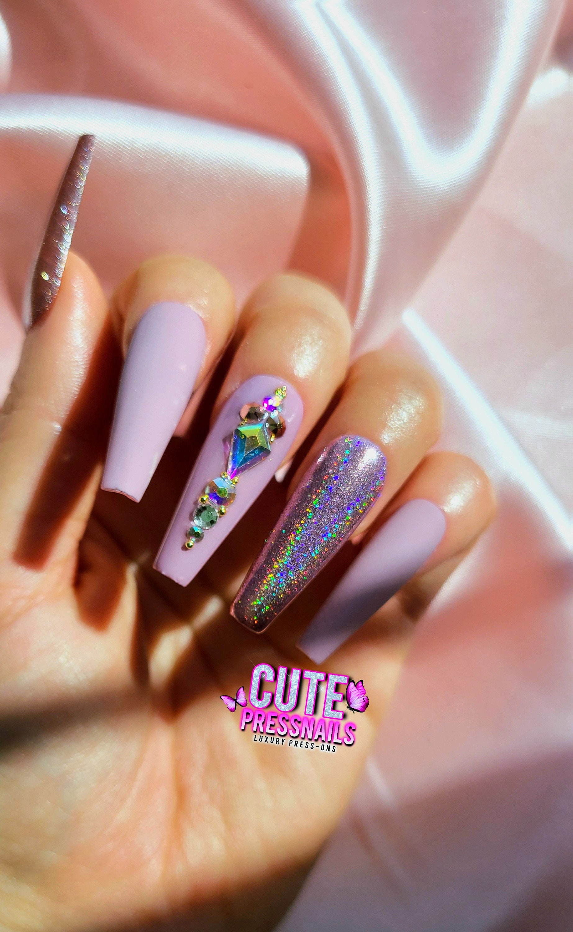 Kiss & Tellㅣrose GOLD BLING Press on Nails | Gel Acrylic Nails ...