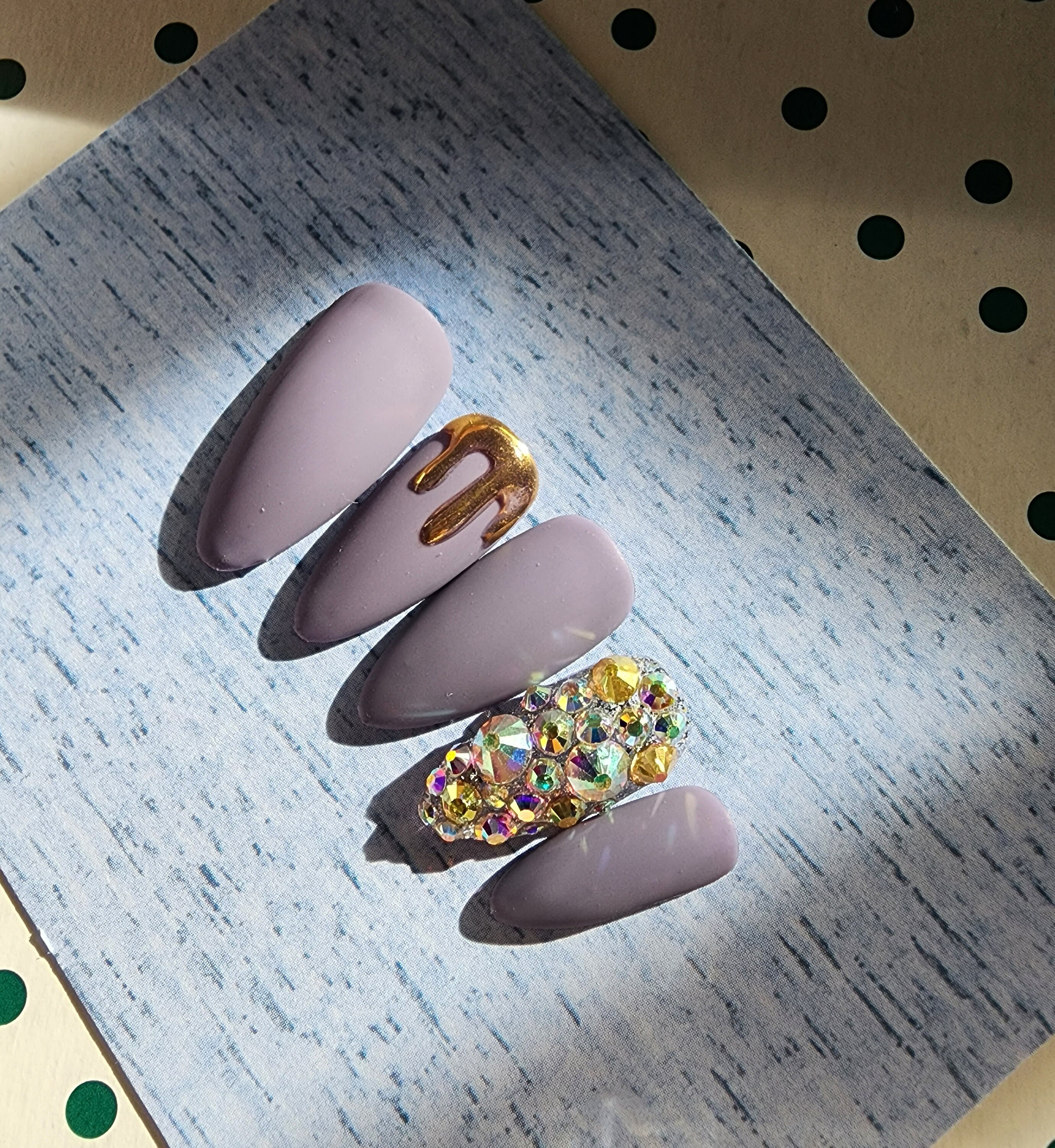 Dripping Chrome Nails Gold Drip Press on Nails Melting Gold - Etsy
