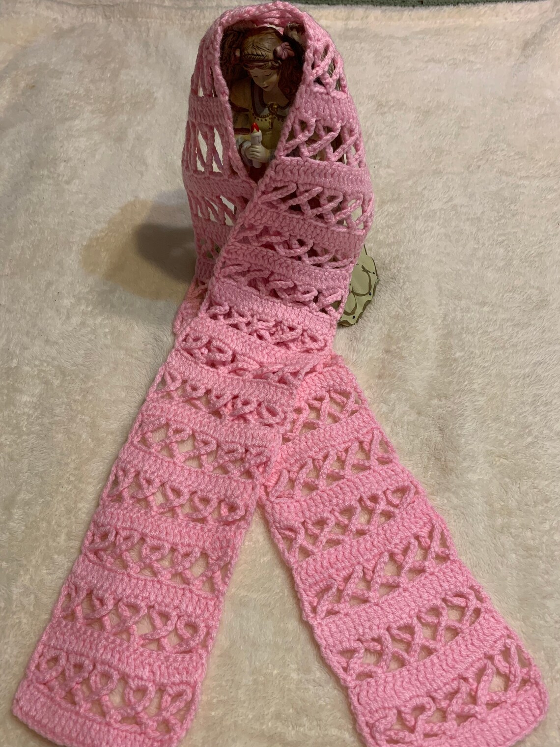 Hand Made Crochet Pink / Pink Ribbon Breast Cancer Scarf 60" X 5" - Etsy