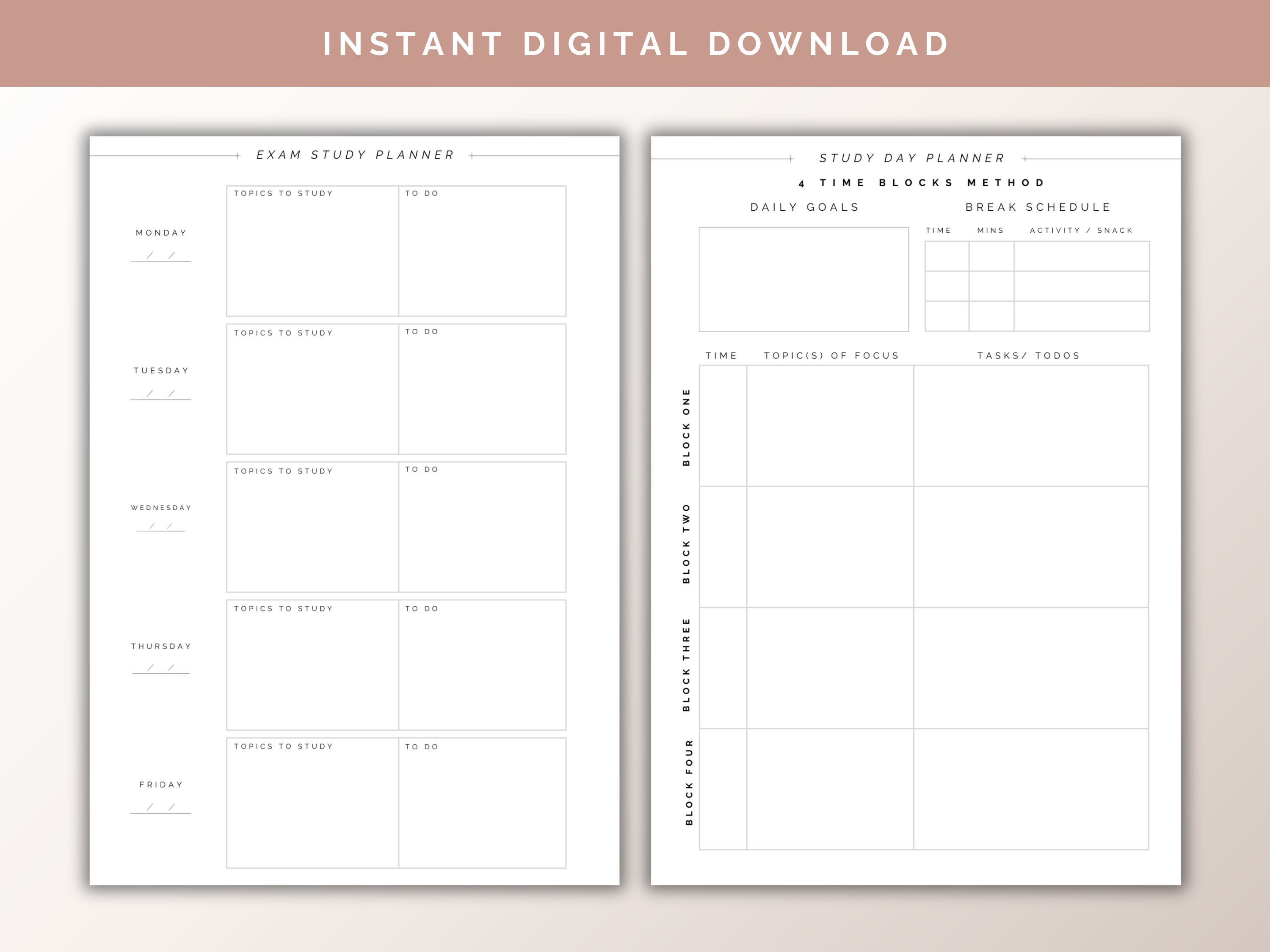 Minimalist Study Planner: Weekly Schedule & Time Blocking (digital ...