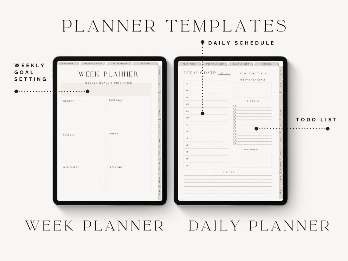 HYPERLINKED PLANNER, Digital Student Planner, University Planner, ADHD Digital Planner, Mid Year ...