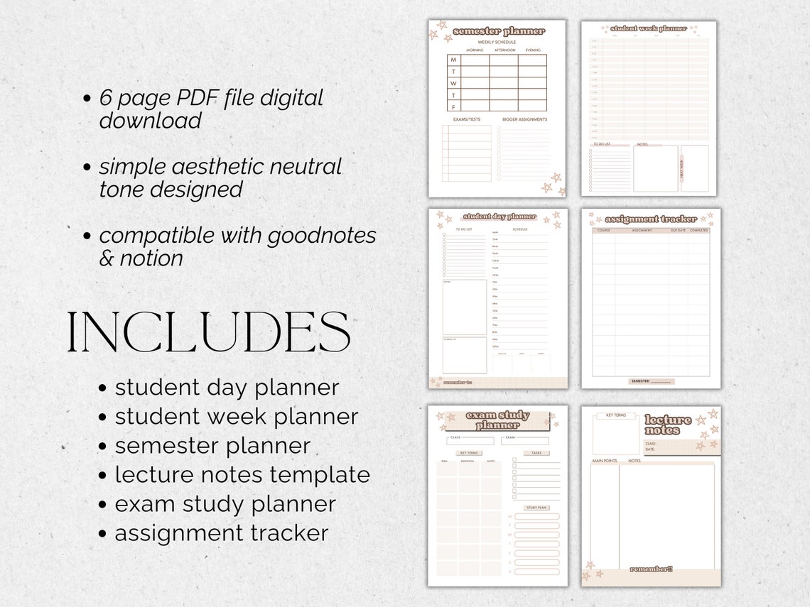 Student Planner Kit School Planner Pages weekly, Daily, & Semester ...