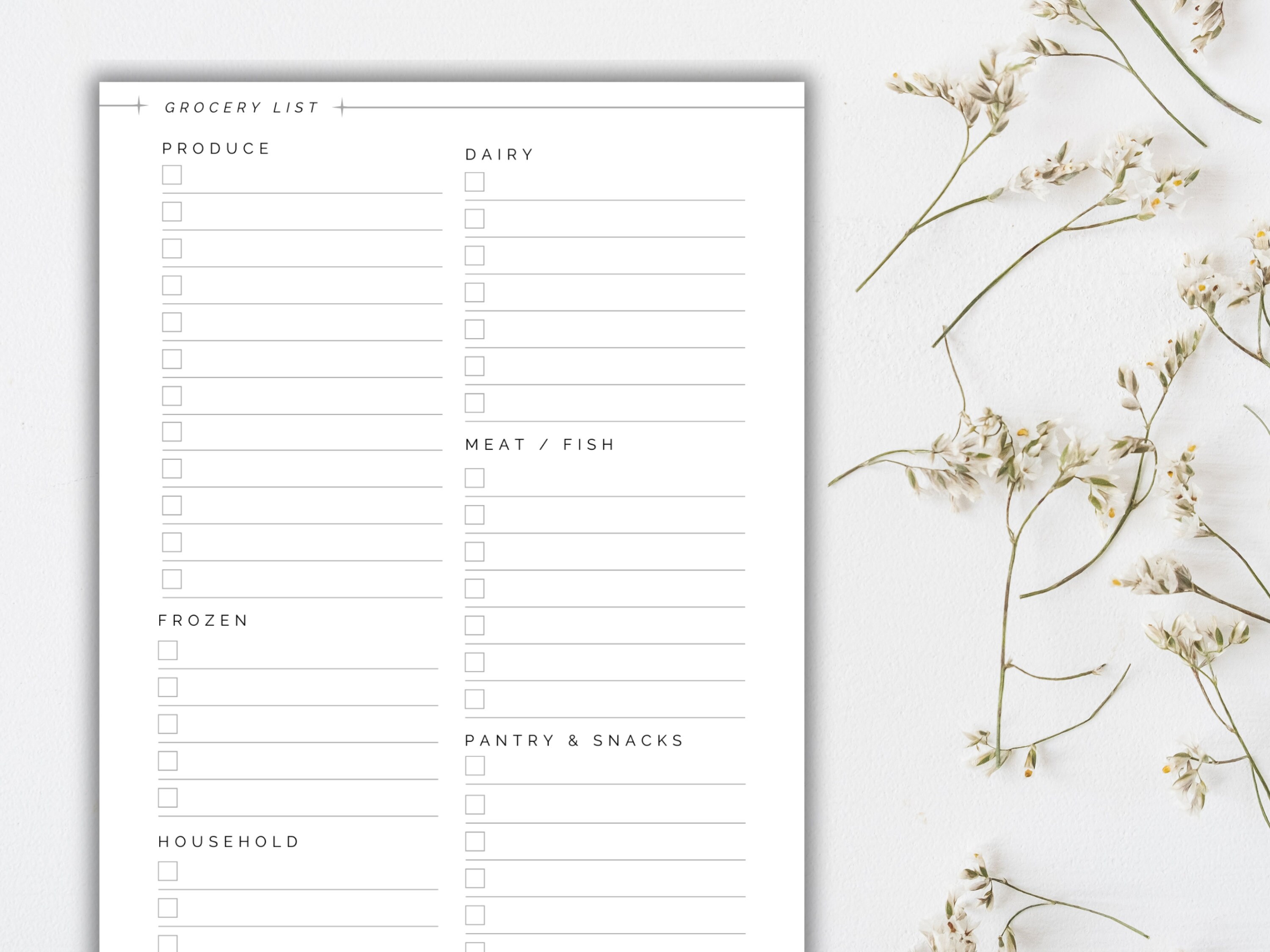 Printable Meal Planner Template Grocery Checklist Weekly Family Food ...