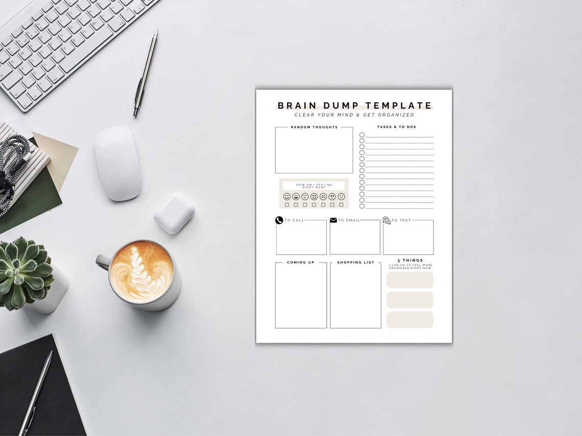 Printable Brain Dump Worksheet: ADHD Thought Organizer (PDF Download ...