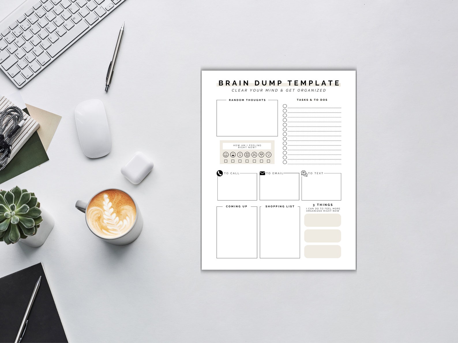 Printable Brain Dump Worksheet, Decluttering Planner, Digital Brain ...