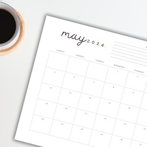 May 2024 Calendar Printable: Minimalist Landscape Planner (PDF/PNG) - Etsy