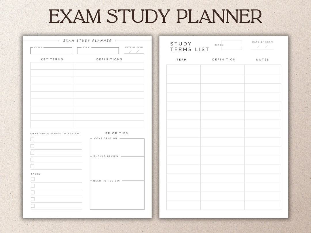 Minimalist Aesthetic Study Planner Templates for Exams, Student ...