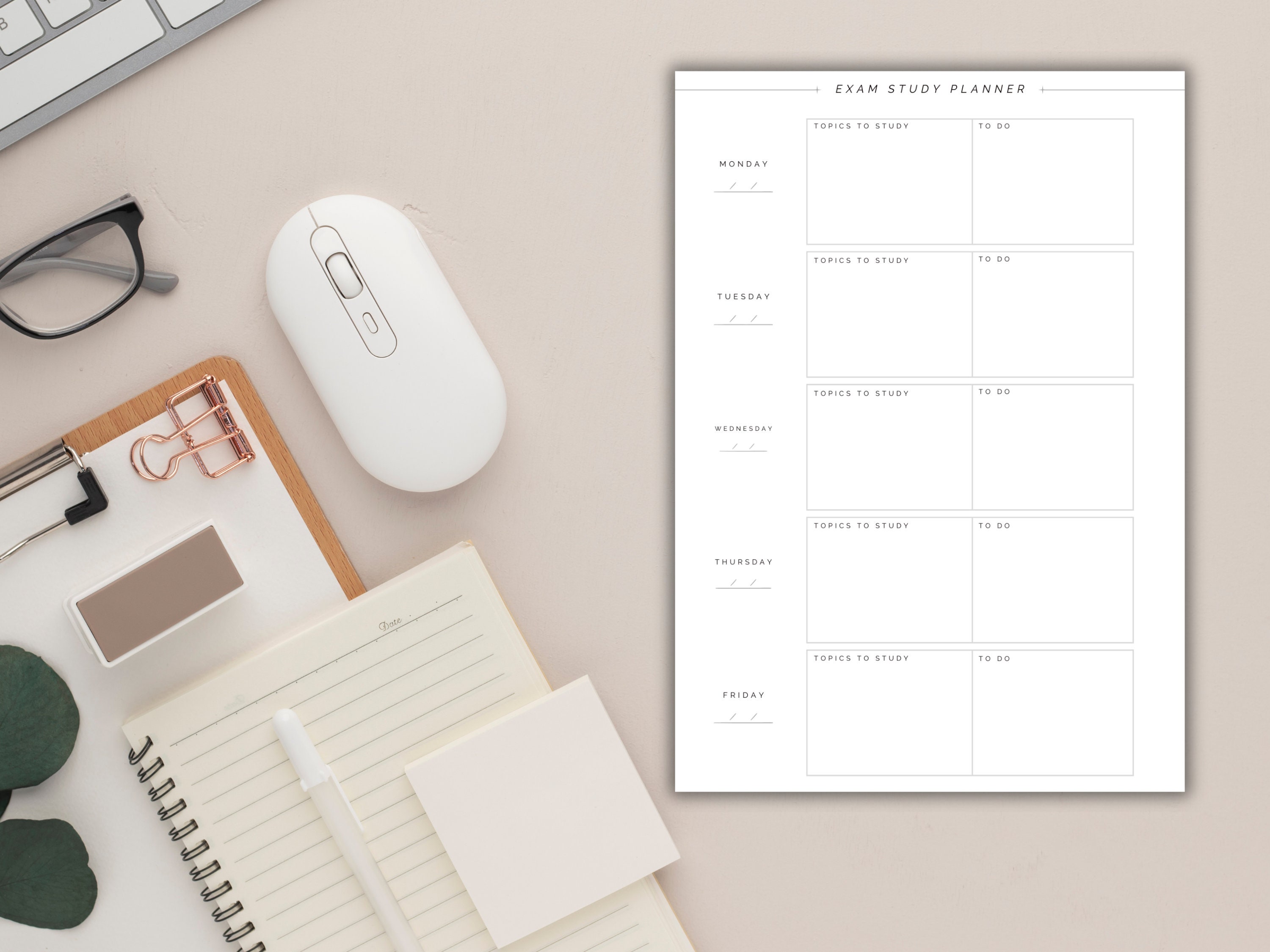 Minimalist Weekly Study Schedule Printable and Daily Time Blocking ...