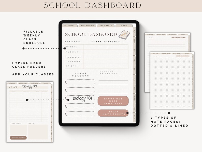 HYPERLINKED PLANNER, Digital Student Planner, University Planner, ADHD ...