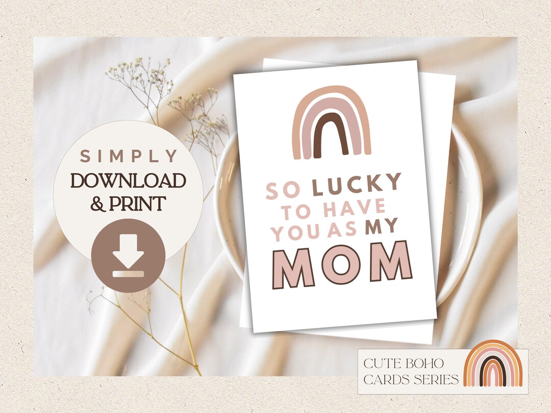 Cute Boho Aesthetic Mother’s Printable Mothers Day Card, Digital Mother ...