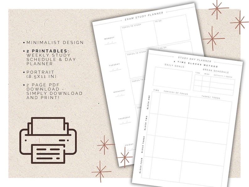 Minimalist Weekly Study Schedule Printable and Daily Time Blocking ...