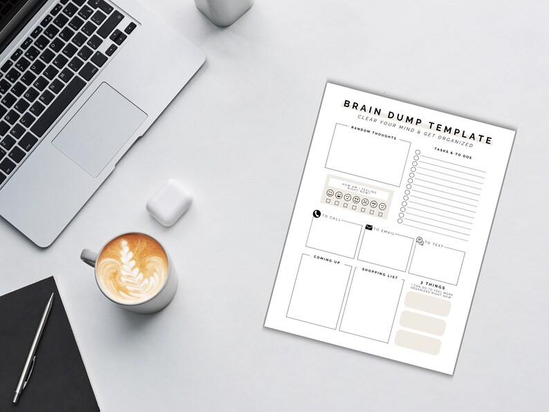 Printable Brain Dump Worksheet, Decluttering Planner, Digital Brain Dump Planner, Adhd Brain ...
