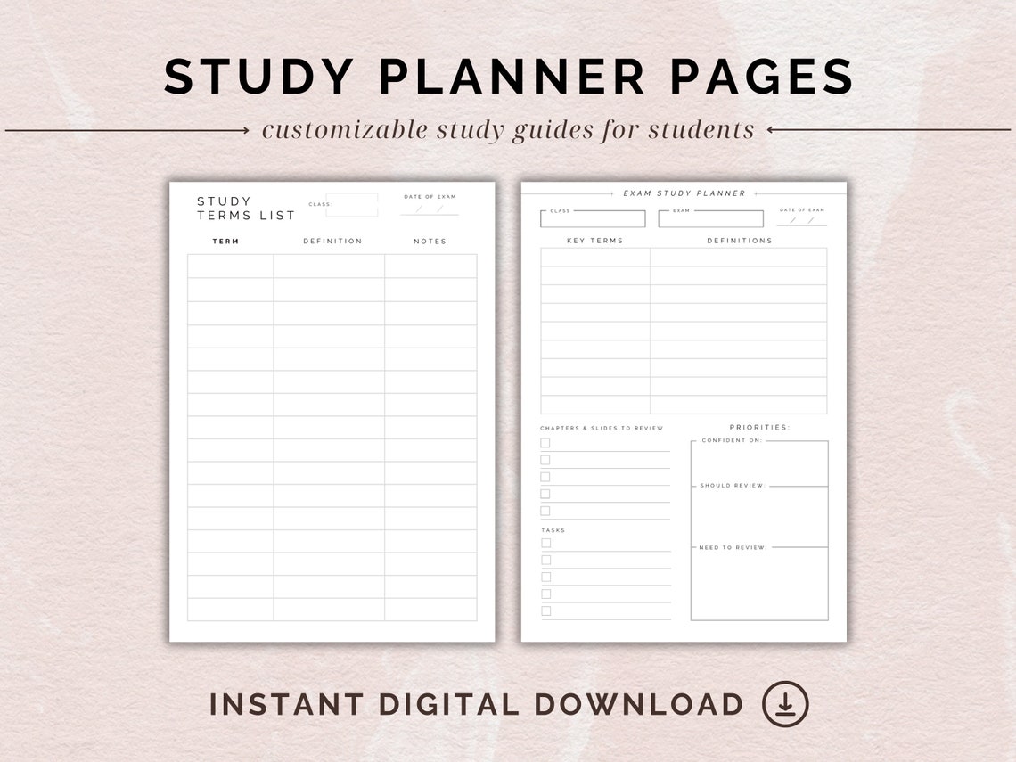 Study Guides for Student Organization, Study Organizer, Printable ...