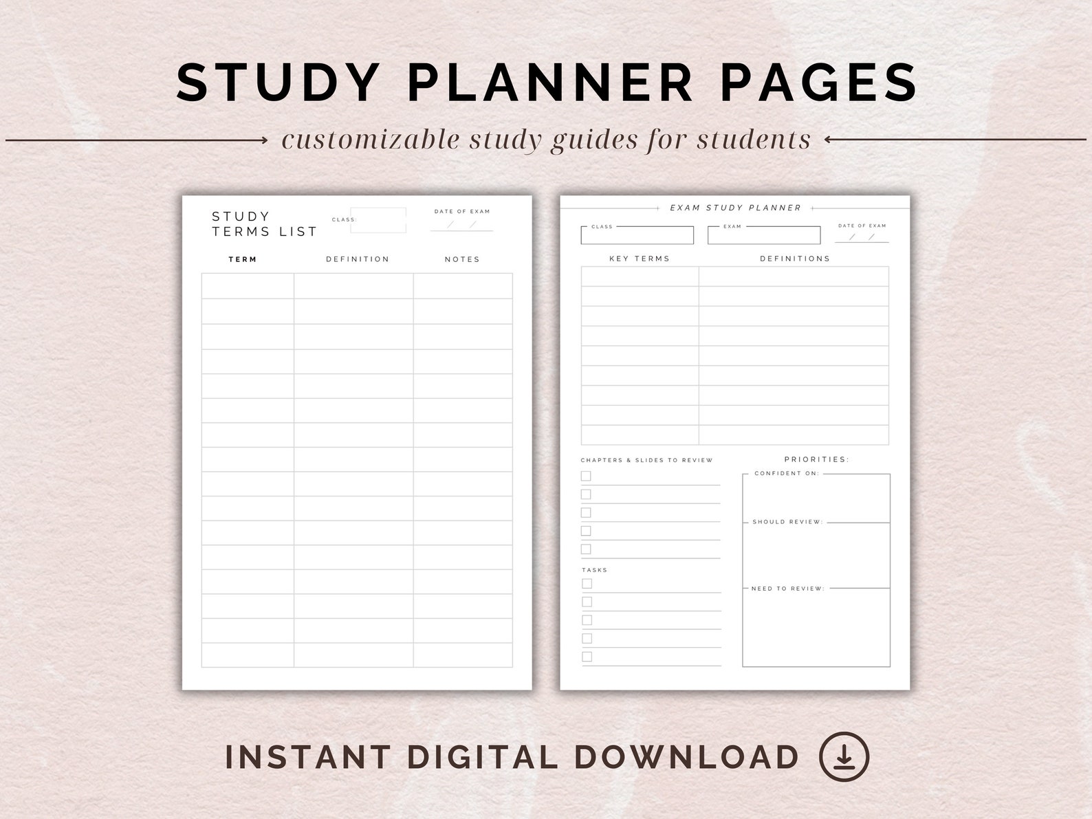 Study Guides for Student Organization, Study Organizer, Printable ...