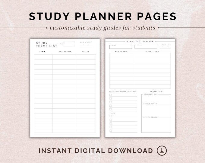 Study Guides for Student Organization, Study Organizer, Printable ...