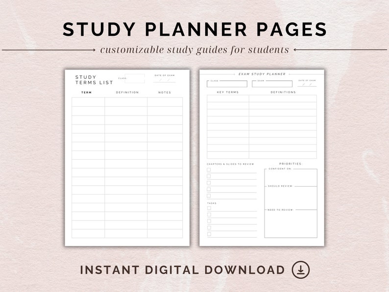 Study Guides for Student Organization, Study Organizer, Printable ...