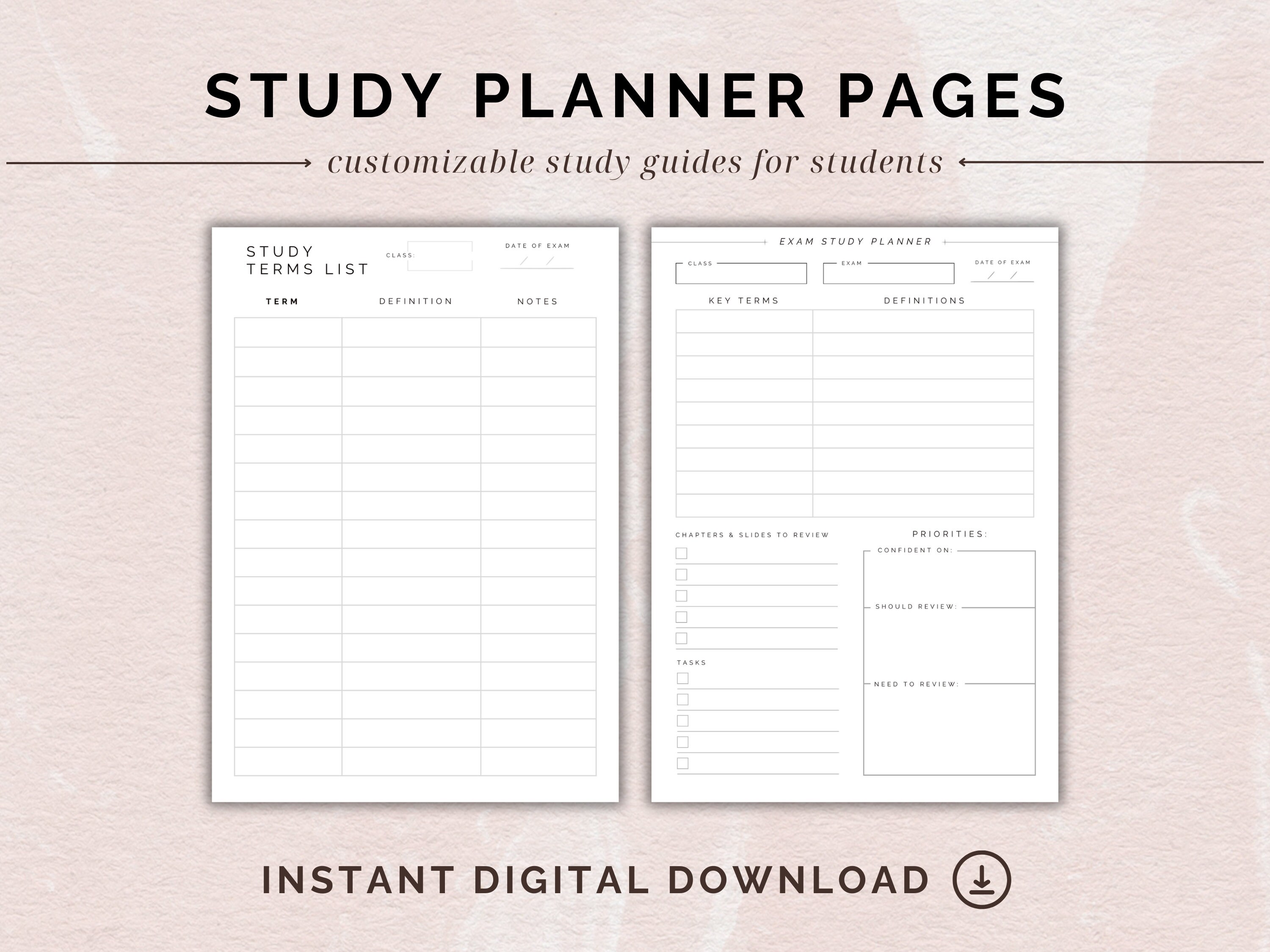 Study Guides for Student Organization, Study Organizer, Printable ...
