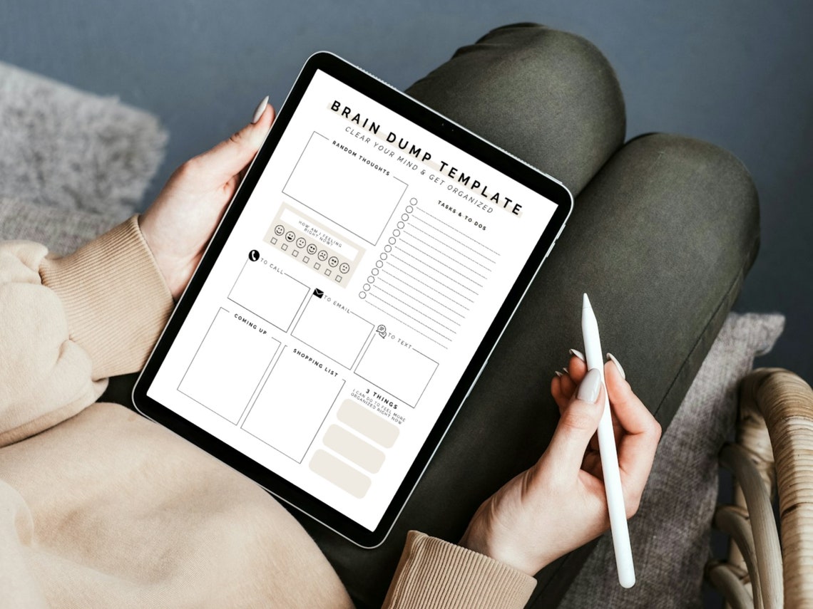 Printable Brain Dump Worksheet, Decluttering Planner, Digital Brain Dump Planner, Adhd Brain ...