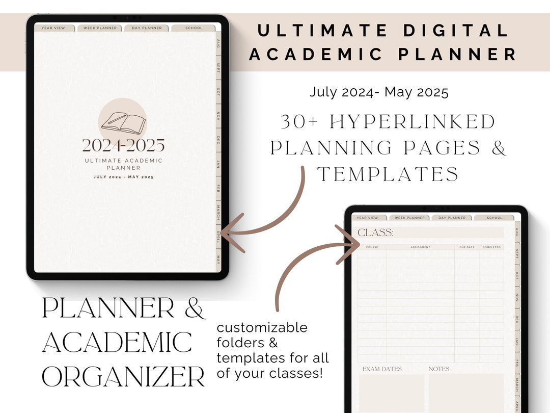 HYPERLINKED PLANNER, Digital Student Planner, University Planner, ADHD ...