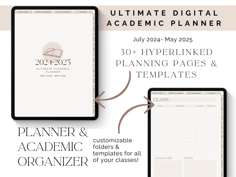 HYPERLINKED PLANNER, Digital Student Planner, University Planner, ADHD ...