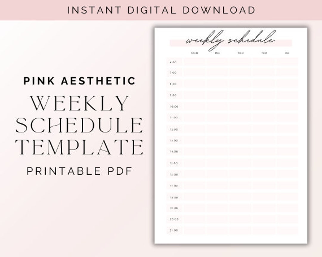 Weekly Hourly Planner Printable: Minimalist Schedule Template (PDF) - Etsy