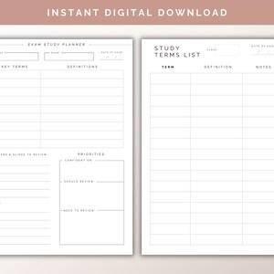 Study Guides for Student Organization, Study Organizer, Printable ...
