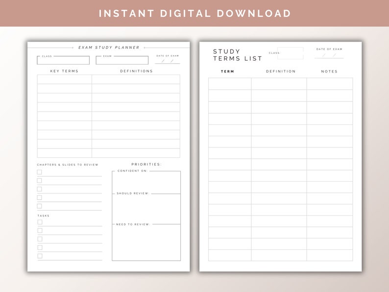 Study Guides for Student Organization, Study Organizer, Printable ...