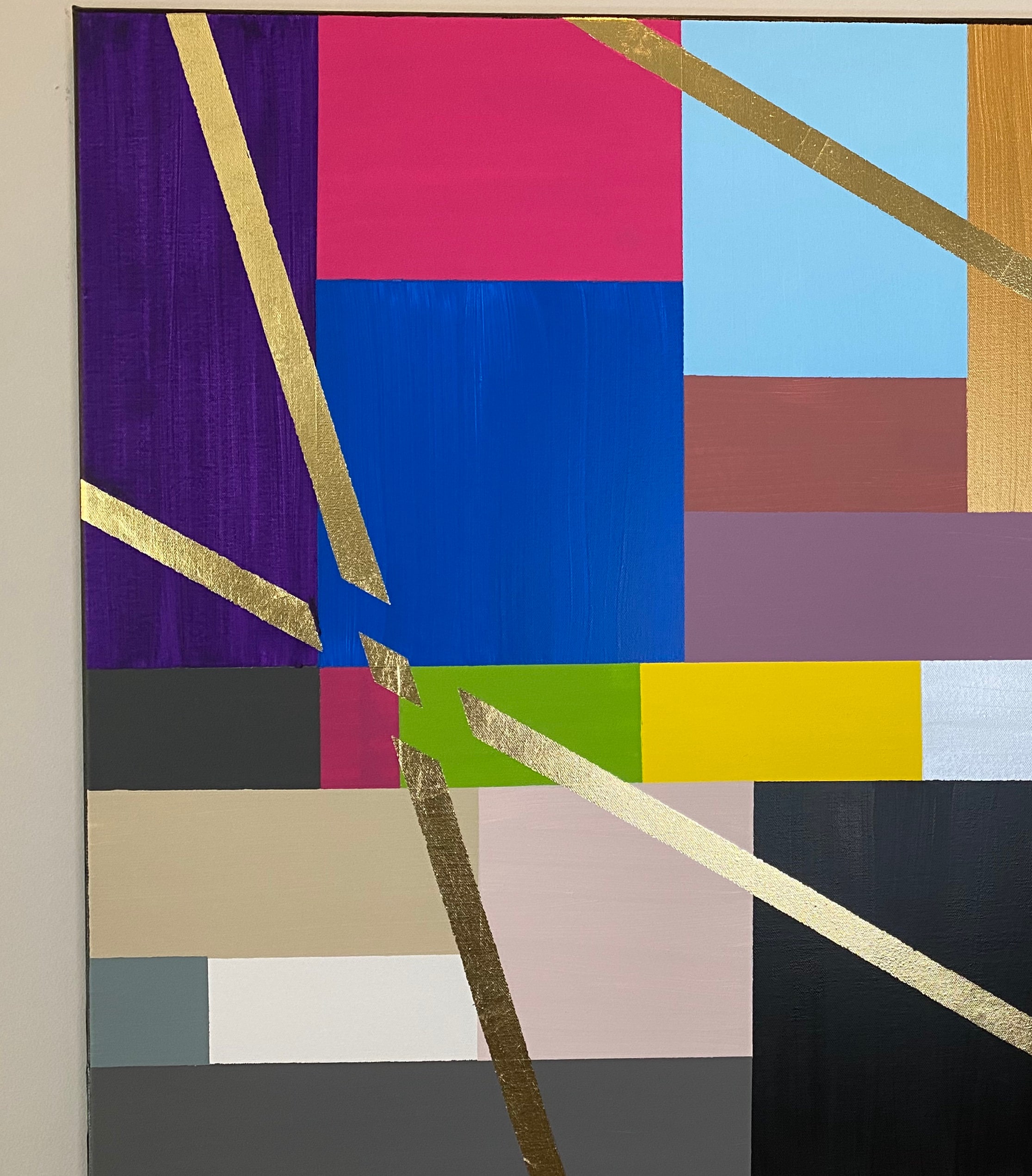 Geometric Abstract Gold Leaf Wall Decor, Large Original Handmade ...