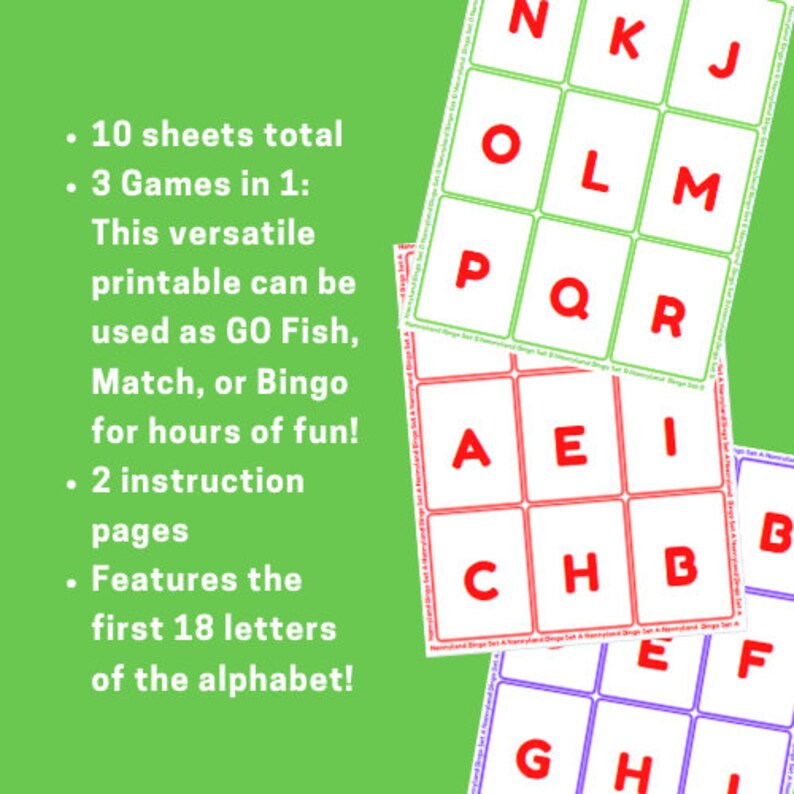 Alphabet Go Fish, Match, Bingo Card Game Printable Print and Play ...