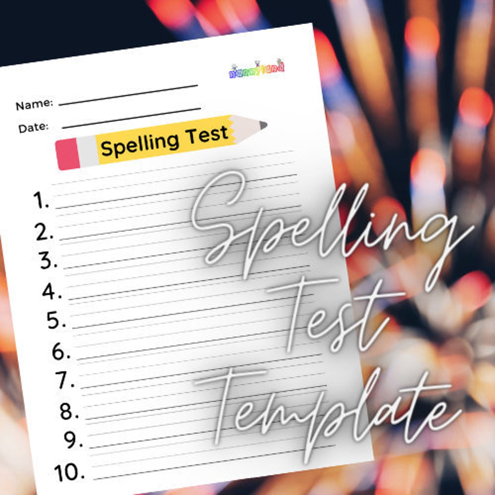 Spelling Test Quiz Template Printable - Etsy