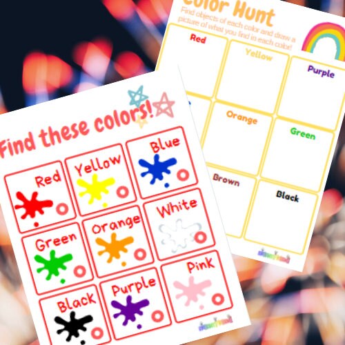 Color Scavenger Hunt Printable Packet Game Colors Primary Secondary ...