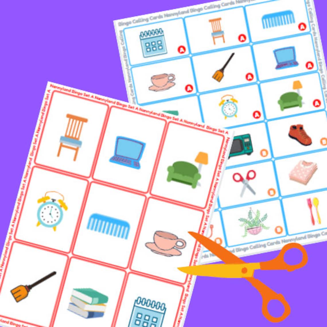 Household Items Go Fish, Match, Bingo Card Game Fun Printable Print and ...