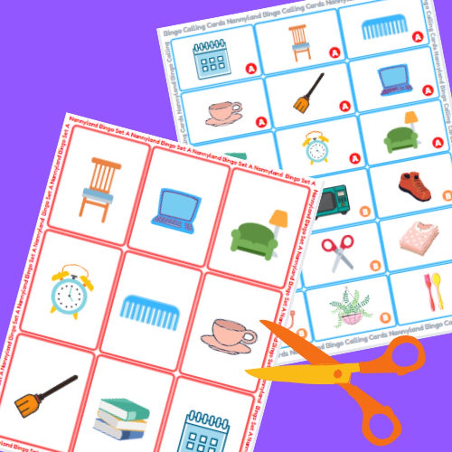 Household Items Go Fish, Match, Bingo Card Game Fun Printable Print and ...