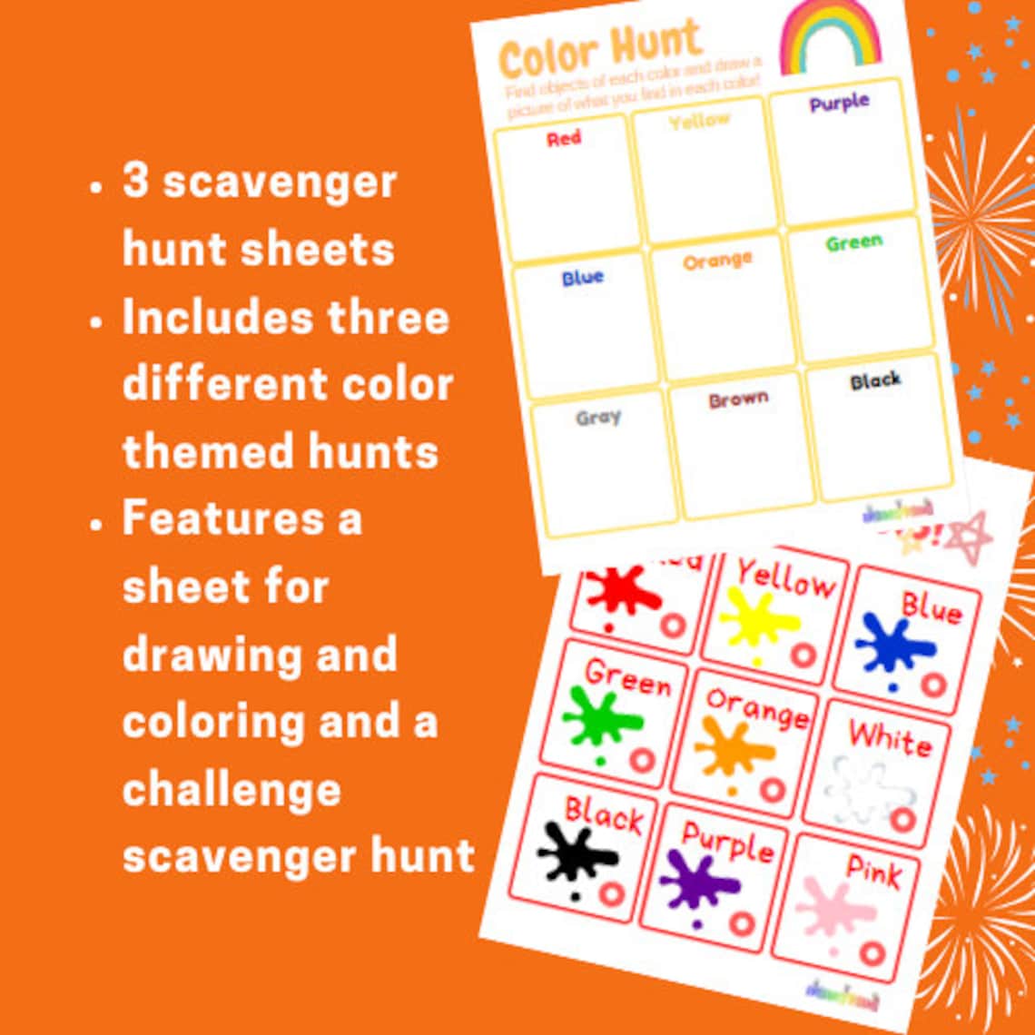 Color Scavenger Hunt Printable Packet Game Colors Primary Secondary ...