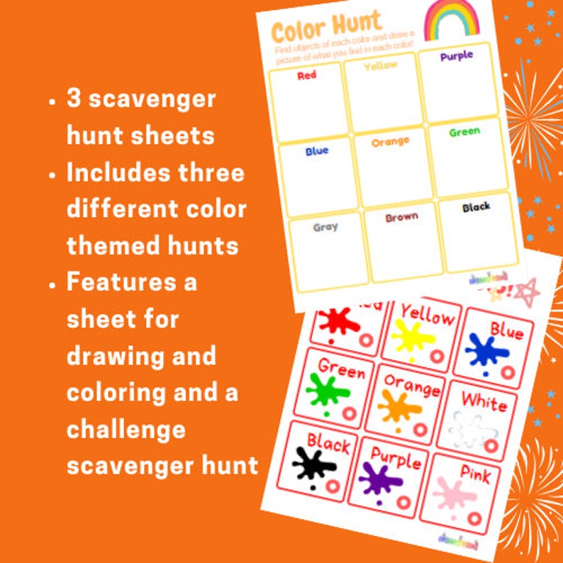 Color Scavenger Hunt Printable Packet Game Colors Primary Secondary ...