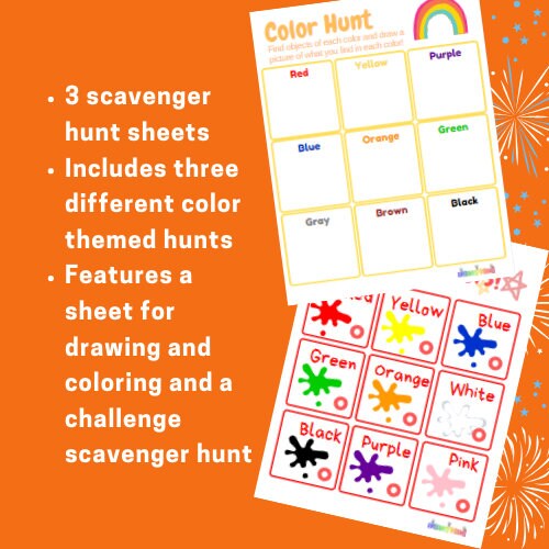 Color Scavenger Hunt Printable Packet Game Colors Primary Secondary ...